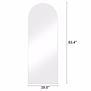 XKZG 64" x 21" Arched Full Length Mirror Floor Mirror with Wooden Frame Full Body Mirror Stand Mirror Wall Mounted Mirror for Bedroom Living Room - White