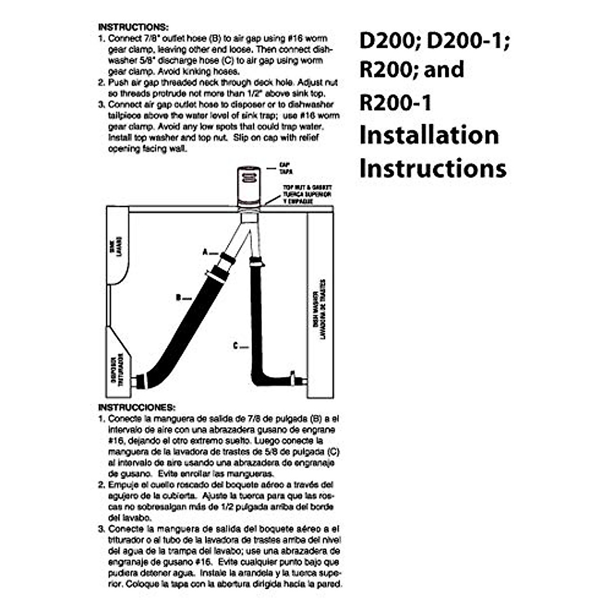 Westbrass Plastic Air Gap, 2 Pack, Polished Chrome, D200P-CP-PK