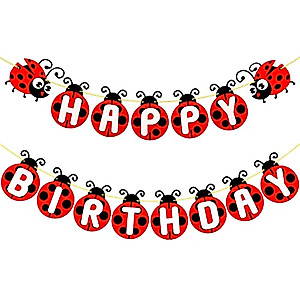 Ladybug Birthday Party Banner Little Ladybug Party Decoration Felt Ladybug Happy Birthday Banner for Ladybug Theme Baby Shower Supplies