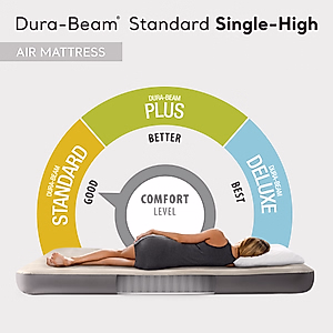 Intex 64101E Dura-Beam Standard Single-High Air Mattress: Fiber-Tech – Twin Size – 10in Bed Height – 300lb Weight Capacity – Pump Sold Separately