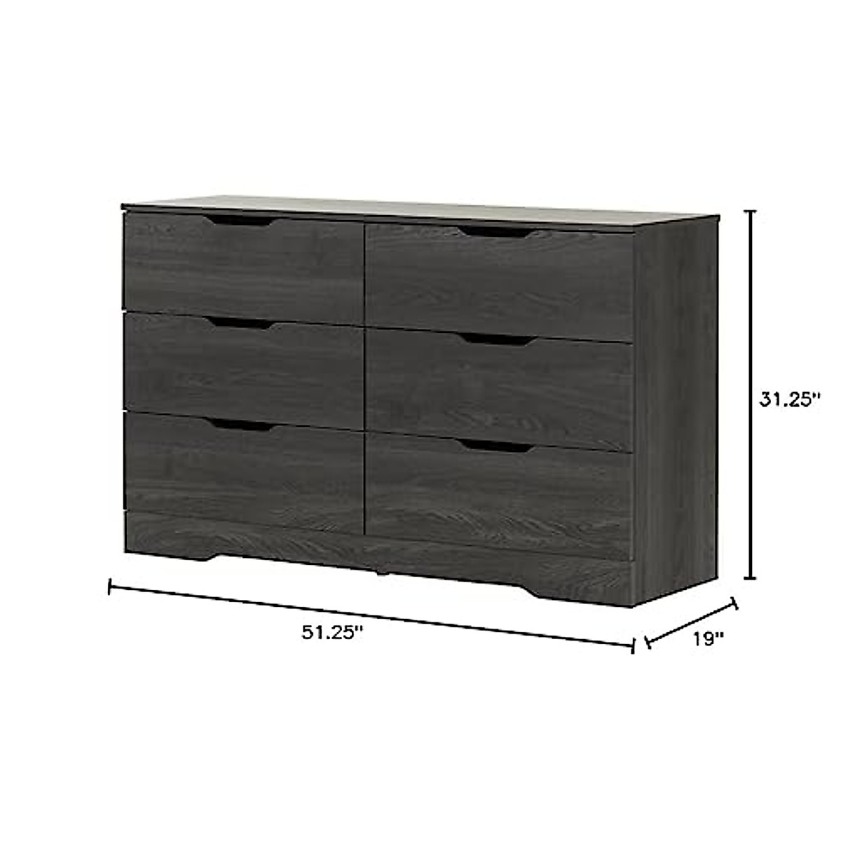 South Shore Holland 6-Drawer Double Dresser, Gray Oak