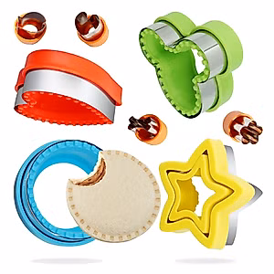 8PCS Sandwich Cutter and Sealer Set, Bread Sandwich Decruster, Uncrustables Maker, Pancake Maker DIY Cookie Cutters for Kids, Great for Lunchbox and Bento Box, Round Heart Star Mickey Press Mold