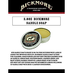 Bickmore Saddle Soap Plus - 2.8oz - Leather Cleaner & Conditioner with Lanolin - Restorer, Moisturizer, and Protector