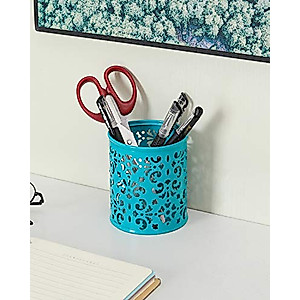 EasyPAG 2 Pack Pen Holder Desk Pencil Cup Marker Holder Makeup Brush Holders Desk Accessories & Workspace Organizers for Home, School & Office, Dark Teal