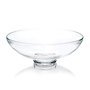 CYS Excel Glass Decorative Footed Bowl (H:4.5" D:12") | Fruit Display Bowl | Terrarium Bowl | Compote Vase Kitchen Table Centerpiece | Footed Pedestal Bowl