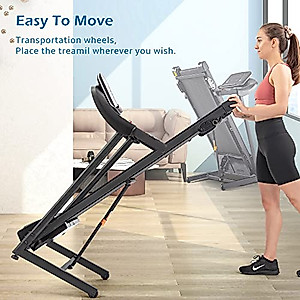 Merax Portable Treadmill for Home, 3.5HP Electric Motorized Running Machine with 10MPH Speed, Large Running Surface, 12 Programs, Speakers, Incline, LCD and Pulse Monitor for Running Walking (Black)