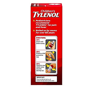 Tylenol Children's Oral Suspension Medicine with Acetaminophen, Bubble Gum, 4 Fl Oz, Pack of 2