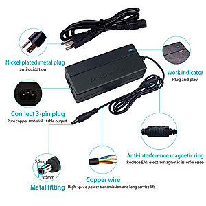 Snsnlent AC Adapter Power Supply 12V 4A 48W AC/DC Power Adapter with 5.5x2.1mm DC Plug 12V 4A 48W for LCD Monitor, LED Strip Light and Other Low Voltage Device