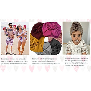 5 Pcs Baby Girls Headbands Nylon Hairbands with Bows Soft Elastics Baby Hospital Hat Newborn Turban Headwrap Hair Accessories for Babies Infant Toddlers Kids Photography