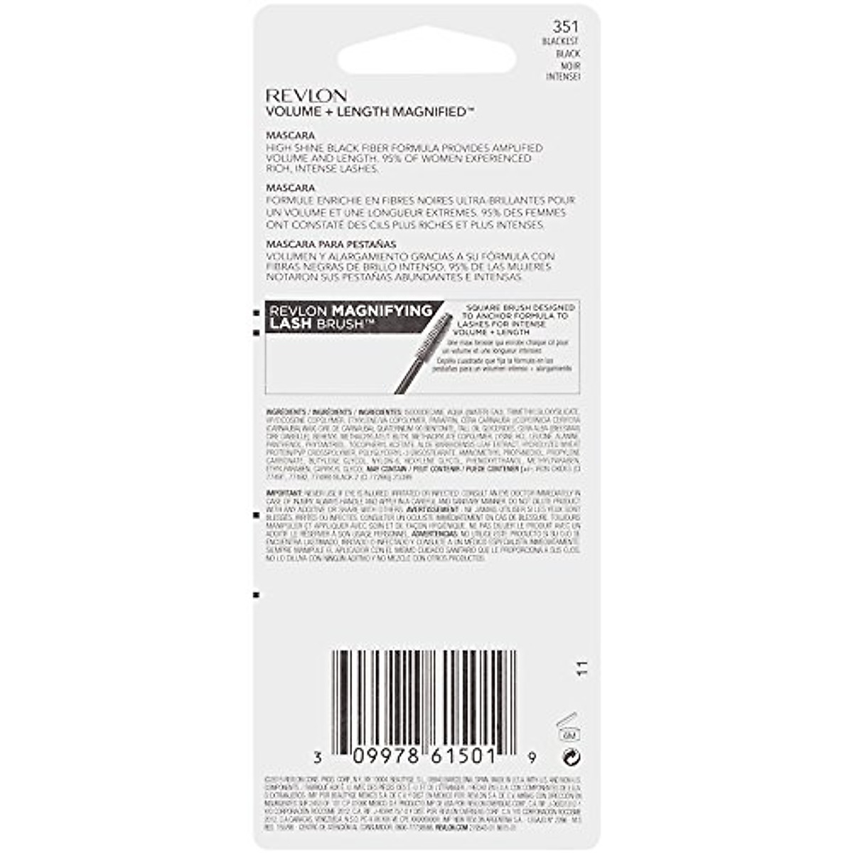 Revlon Volume + Length Magnified Mascara - Waterproof, Blackest Black, 0.28 fl oz