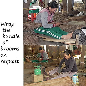 1 Piece of 32 inch Multi-Surface Sturdy Outdoor Authentic Coconut Leaf Broom Asian Heavy Duty Broom Thai Natural Coconut Leaf Broom (Country Rustic)