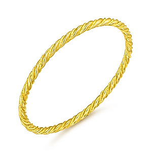 CHOW SANG SANG Dazzling Mirror Gold 999.9 24K Solid Gold Price-by-Weight Gold Twisted Rope Stackable Slip-On Bangle for Women 93673K (Approx. 0.66tael (~24.7g), 7 (Wrist Size:14.5-15.5 CM))