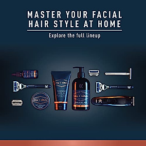 King C. Gillette Cordless Beard Trimmer for Men, Kit includes 1 Trimmer, 3 Interchangeable Combs, 1 Cleaning Brush, 1 Charger, 1 Travel Bag, BLUE