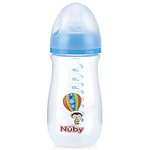 Nuby Tritan Wide Neck Non-Drip Bottles with Anti-Colic Air System: 9oz./ 270 Ml, 3 Pack, 3M+, Multi