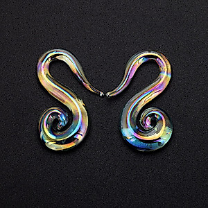 Stuppendux Seahorse Shape Ear Glass Spiral Tapers Plugs Tunnels Expander Hanger Gauges Earrings Stretching Body Piercings Jewelry Gauges 8g 3MM