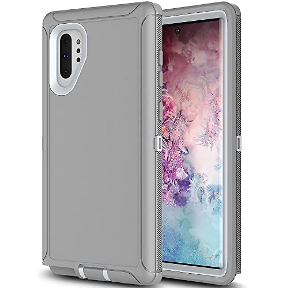 Galaxy Note 10 Plus Case Note 10+ Case for Samsung Galaxy Note 10 Plus Case Military Drop Shockproof Armor Rugged 3 in 1 Protection Cover for Galaxy Note 10+ Plus Phone Case (Grey+White)