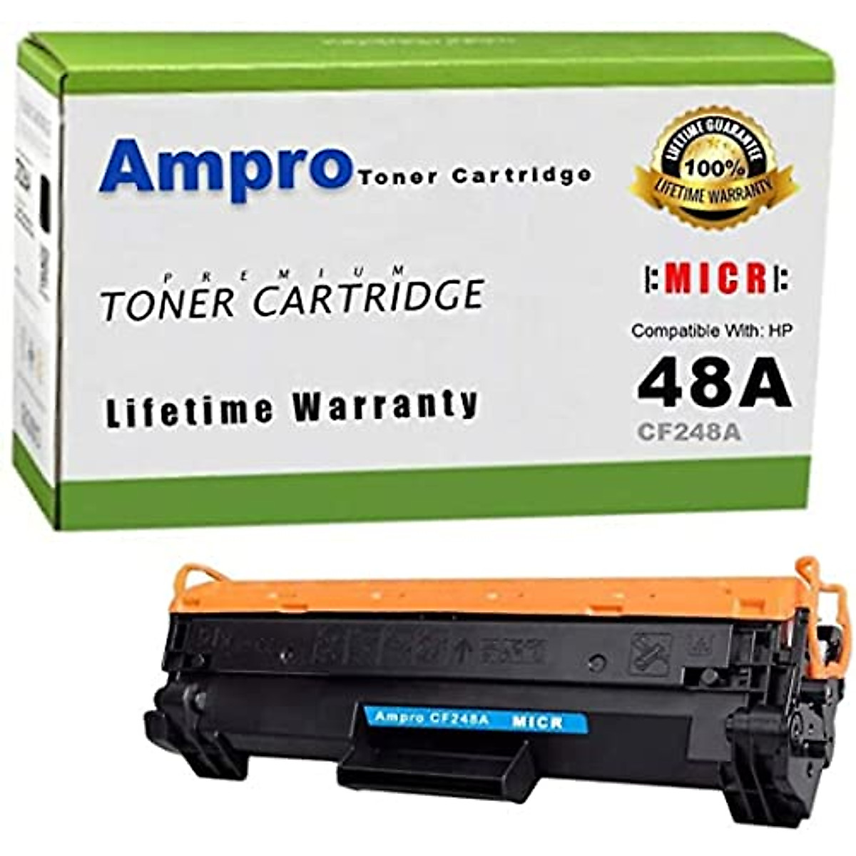 Ampro's CF248A MICR Compatible Toner Cartridge Replacement for HP CF248A 48A MICR or HP 48A for HP Laserjet M29W M15W, M15a, MFP M28a/MFP M28w - Prints 1000 Checks!