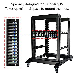 GeeekPi 19 inch 3U Rack Mount for Raspberry Pi 4B, 19" Server Mount Supports 1-14 Units with Pi Fans, Aluminum Heatsinks, Micro HDMI to HDMI Boards, TF Card to FPC Boards for Raspberry Pi 4B