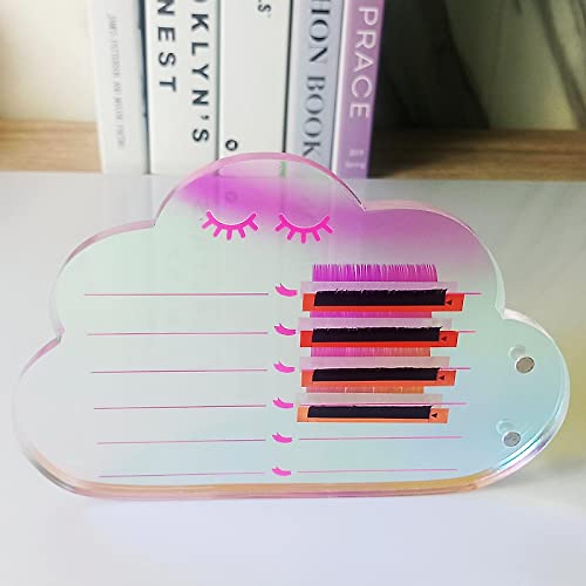LIXIMMAZN Dazzling Eyelash Grafting Pallet, Acrylic Lash Tile holder, Makeup Palette Eyelash Extensions Storage Gasket Pads with Suction for Tweezers (Cloud-Shaped C)