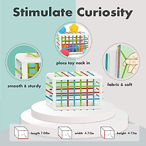 HOOLYUK Baby Shape Sorting Toy, Sensory Sorting Bin with Elastic Bands, Bands Colorful Shapes Sorter Sorting for Ages 12 Months and Up (12pcs)