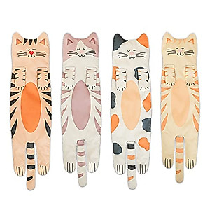 Dancenser Cute Cat Hand Towel, Cat Gifts for Cat Lovers, Cat Decor for Home, Funny Kitchen Bathroom Towels, Cute Cat Decorative Hanging Washclothes Face Towels, 20.9x5.1in