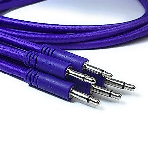 PolarNoise Eurorack Patch Cables - 5 Nylon Braided 0.14 Inch Mini Jack Mono Cables for Modular Synths (72 Options) Purple 12 Inch