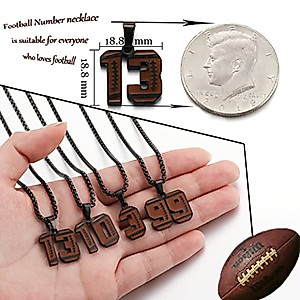 SKQIR Football Number Necklace for Boys Athletes Jersey Black Number Chain for Men Stainless Steel Charm Number Pendant Sport Jewelry Gift for Men Number：22