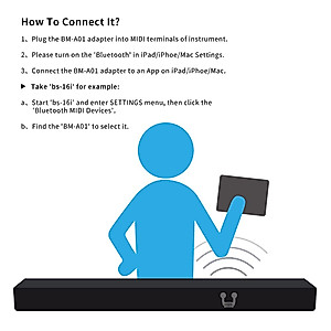 HXW Wireless Midi Bluetooth Adapter for Digital Instrument Connecting with iOS Device