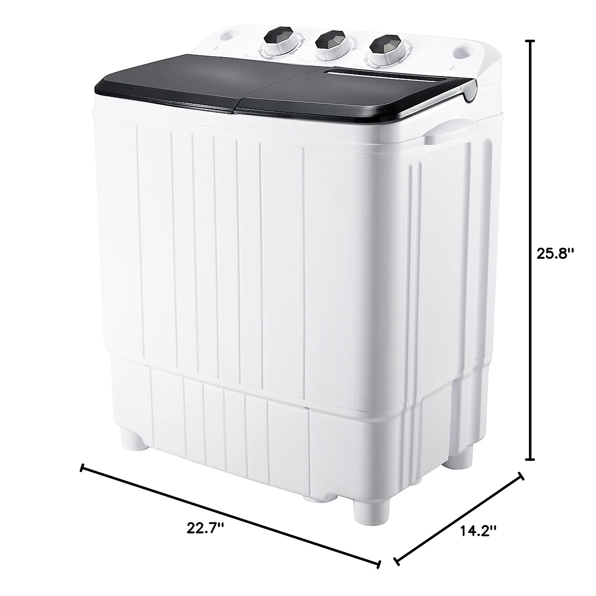 Portable Washing Machine 15Lbs Capacity Washer and Dryer Combo 2 In 1 Mini Compact Twin Tub Washing Machine Laundry Washer(9Lbs) & Spinner(6Lbs) with Built-in Gravity Drain Pump,Low Noise and Easy Store for Apartment,Dorms,RV Camping (Black)