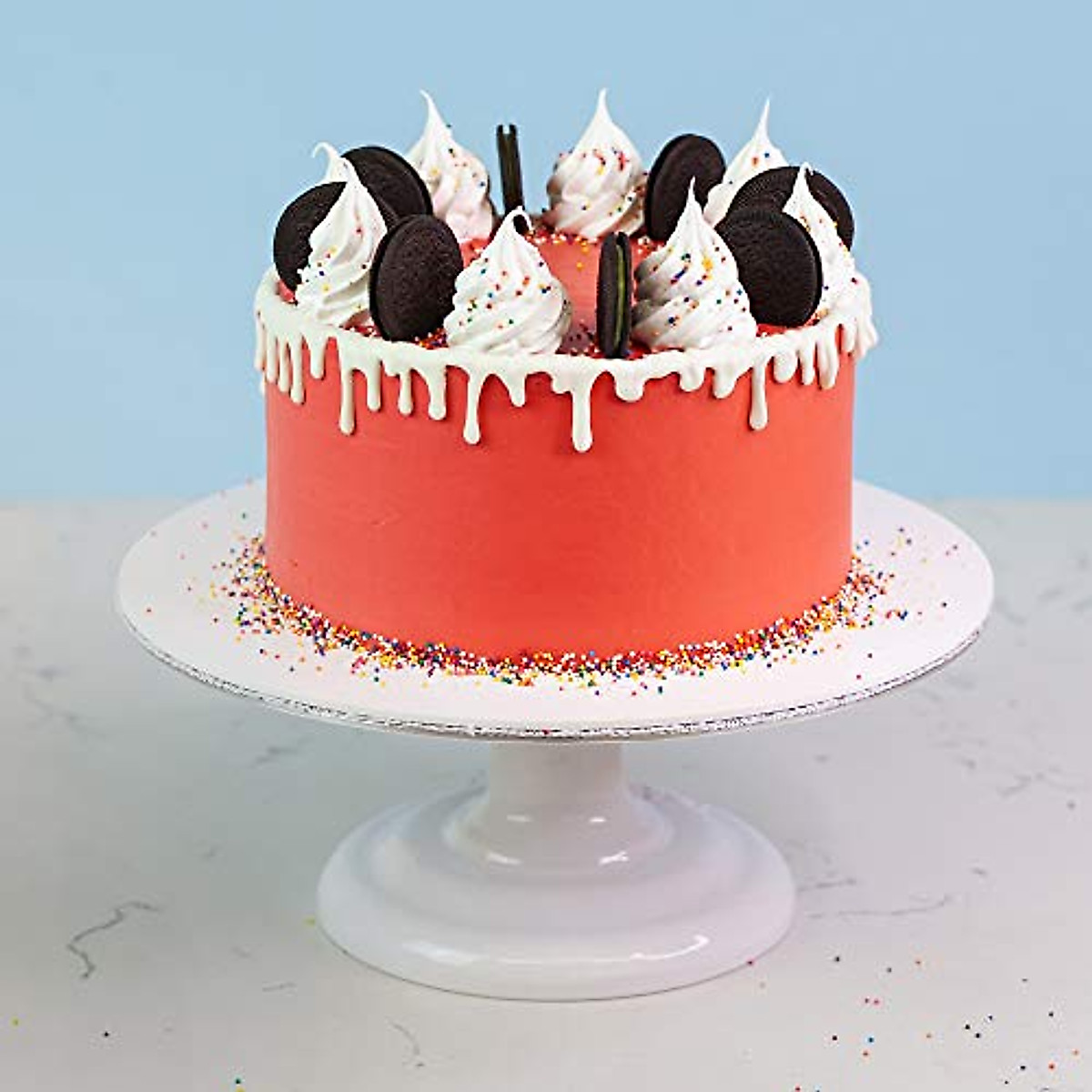 Lacupella 8 Inch Reusable Cake Board Base White Glossy Acrylic Round Disk Set of 2-1/8 or 0.12 inch Thickness for Cake Serving and Enhanced Presentation