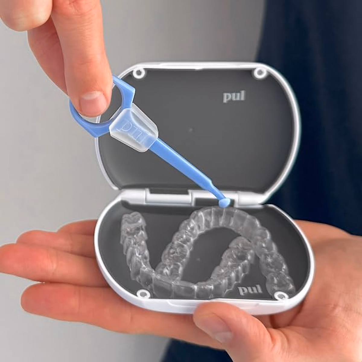 PUL Clear Aligner & Retainer Case Compatible with Invisalign, Pul Tool, Retainers, Dentures, Mouthguards, Nightguards, & Floss Picks - Secure Magnetic Closure for Slim, Sleek Durable Design (White)