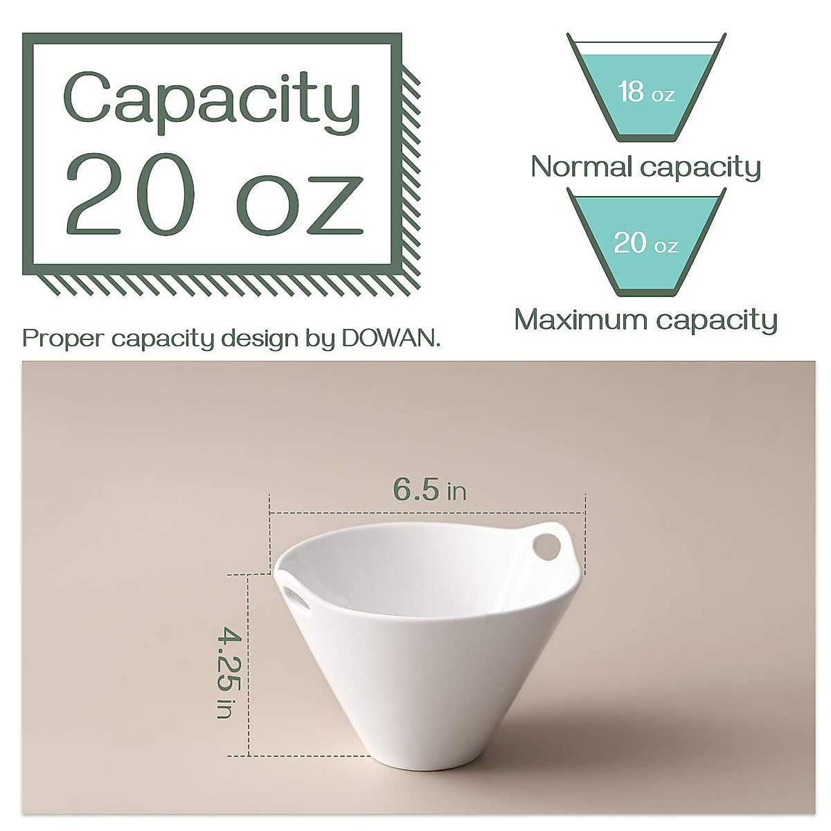 DOWAN Ramen Bowls Set of 2, Japanese Noodle Bowls with Chopsticks and Spoons, 20 Ounce Deep Pho Bowls, White Kitchen Bowls for Ramen, Soup, Dishwasher & Microwave