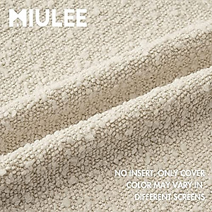 MIULEE Decorative Throw Pillow Cover 12 x 20 Inch Beige Pillowcase Lumbar Pillow Cover Textured Boucle Sofa Couch Home Decors for Living Room Woven Modern Cushion Case