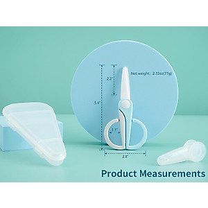 Ceramic Scissors for Baby Food Cutting, Safety Healthy BPA Free Toddler Feeding Shears with Protective Blade Cover and Portable Travel Case-Blue/Grey