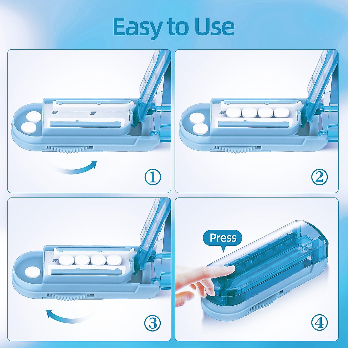 DUBSTAR Small Pill Case, Daily Pill Organizer Travel, Cute Pill Box Portable Pill Container for Purse Pocket, Compact Medicine Holder for Medication, Fish Oils, Vitamins, Supplements (White)