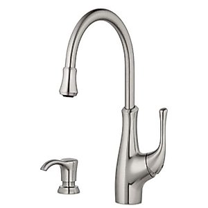 Pfister Vosa Stainless Steel 1-handle Deck Mount High-arc Kitchen Faucet
