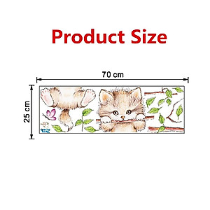 Cartoon Cute Cat On The Tree Branches Wall Decals, Removable Kitty Wall Stickers Decor Decal for Bedroom Wall Art Decoration