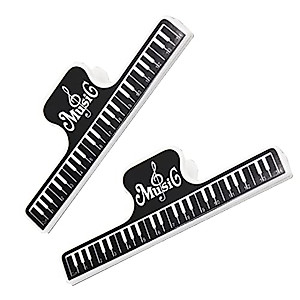Havamoasa 2Pcs Music Book Clip Plastic Sheet Music Holders Page Marker Clips File Clips for Shops Home Office and School Black