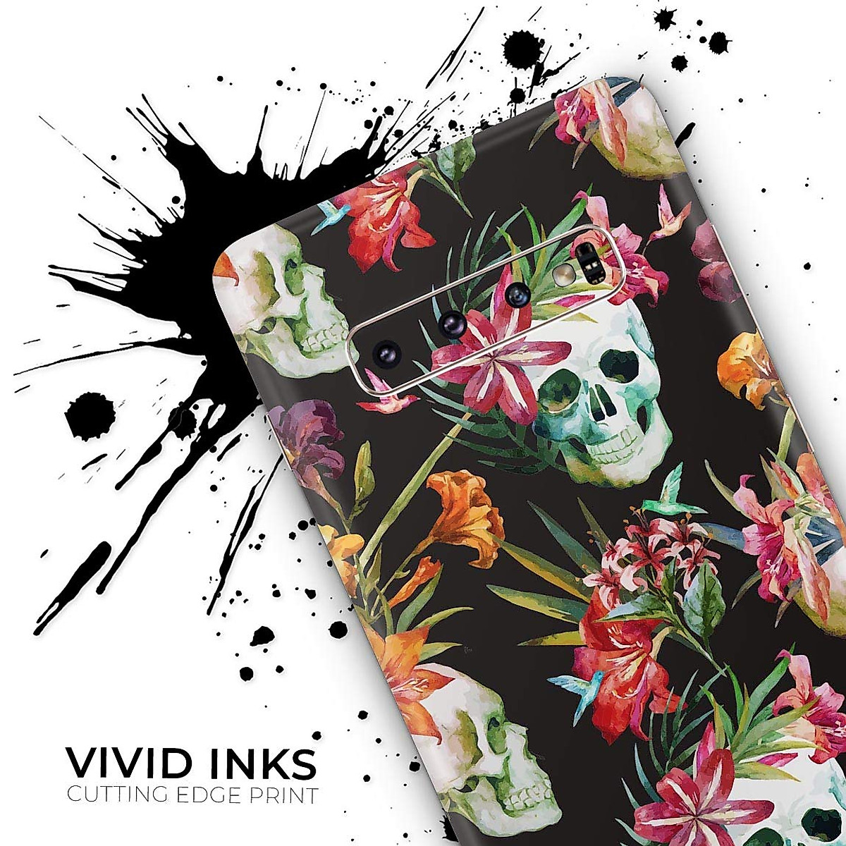 DesignSkinz Tropical Skull Floral Protective Vinyl Decal Wrap Skin Cover Compatible with The Samsung Galaxy S20 (Screen Trim & Back Glass Skin)