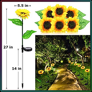10 Pack Sunflower Solar Lights Outdoor Artificial Sunflower Garden Stake Lights Waterproof Sunflower Shape LED Landscape Lights for Home Office Party Yard Garden Lawn Porch Walkway Decoration