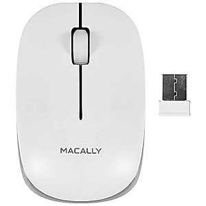 Macally 2.4G USB Wireless Mouse for Laptop and Desktop Computer, Comfortable and Long Range Computer Mouse - Cordless Mouse for Mac, Apple MacBook Pro/Air, Chromebook, or Windows PC - White