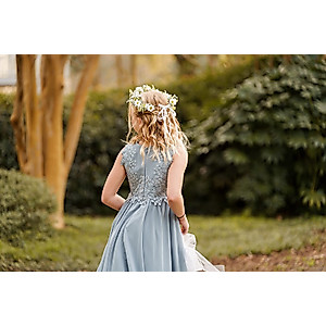 Floral Fall Sunflower Halo Wedding Crown Flower Girls Headband Birthday Party Headpiece FL-18 (Daisy white)