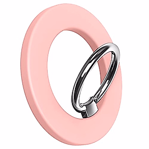 BF2JK Magnetic Phone Ring Stand Holder Compatible with Magsafe Silicone Cushion Magnetic Finger Ring Grip for iPhone 14 13 12, Pro,Pro Max, Mini, Pink