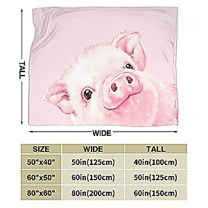 Knsoiv Cute Flannel Plush Throw Blanket, Sneaky Baby Pink Pig Cute Animal Family Pet Throw for Better Relaxing, Wrinkle-Resistant Air Conditioning Blanket 60"X50"