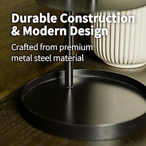 ikloo Round Tabletop 2-Tier Black Steel Cupcake Stand, Jewelry Organizer, Durable Attractive Jewelry Storage Rack | Desktop Tray for Dessert, Key & Accessories Storage in Bedroom, Bathroom, Entryway.