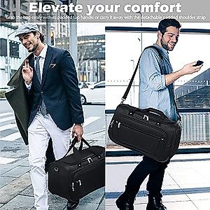 Coolife Travel Duffel Bag Carry-On Travel Tote Overnight Weekender Bag Softside Lightweight Underseat Bag for Men and Women Duffle Bag with Adjustable Strap (Black, 19 inch)