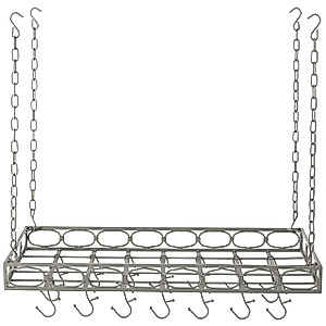 Old Dutch Rectangular Hanging Pot Rack with 16 Hooks, Antique Pewter, 36 x 18 x 4 inches