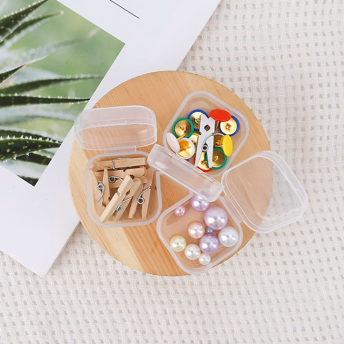 24 Packs Small Plastic Containers with Lids,Bead Storage,Bead Storage Containers,Small Plastic Containers,Sample Containers,Sticker Storage,Mini Storage Containers,Bead Box(1.37*1.37*0.7 In)
