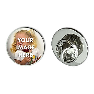Graphics and More Personalized Small Round Lapel Hat Pin Tie Tack .75"| Customize With Your Own Image