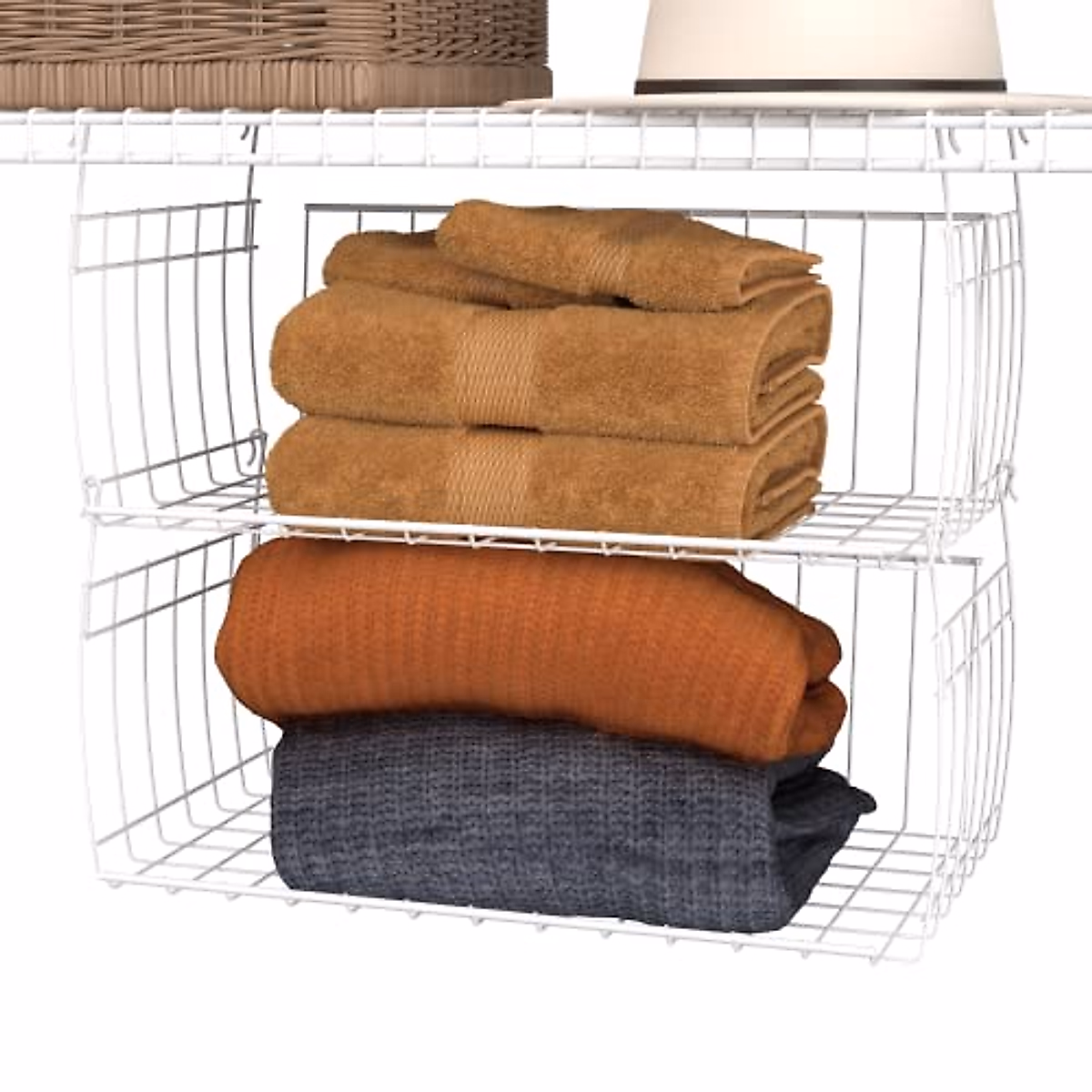 ClosetMaid Wire Hanging Shelf Basket for Storage, Organization in Closet or Pantry, No Assembly or Installation, Durable, White